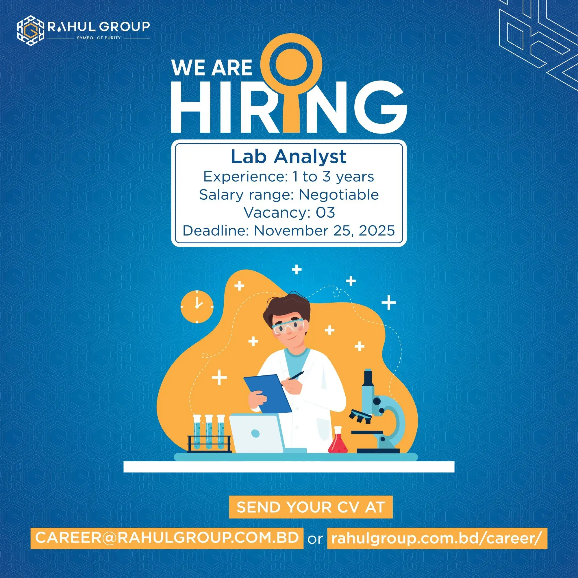 Lab Analyst Job Circular 2025 - Rahul Group